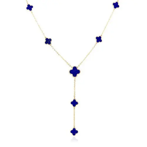 THE LOVERY Clover Lariat Necklace - Lapis