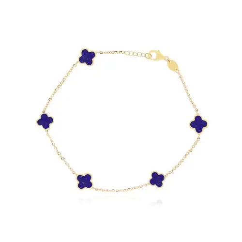 THE LOVERY FINE JEWELRY Mini Clover Bracelet - Lapis