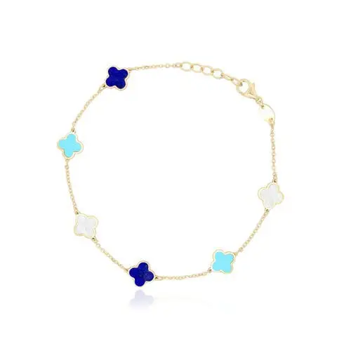 THE LOVERY FINE JEWELRY Clover Chain Bracelet - Blue Mixed