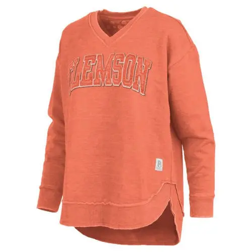 PRESSBOX Clemson Tigers Westin Poncho V-neck Pullover Sweatshirt - Orange
