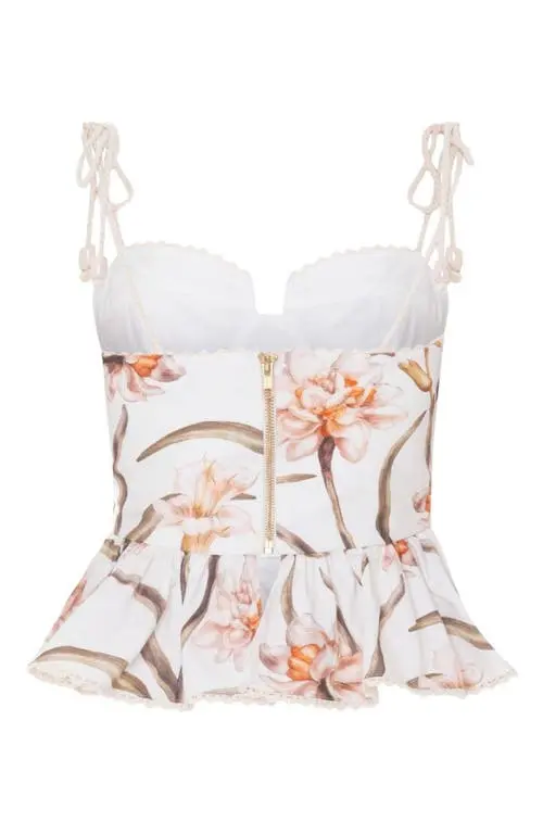 PatBO Floral Print Peplum Top