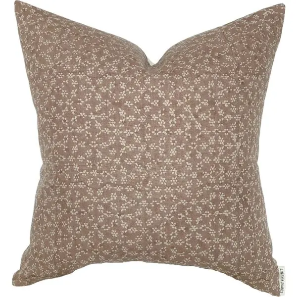 LINEN & JAMES Blake Floral Handblock Pillow Cover - Dusty Rose