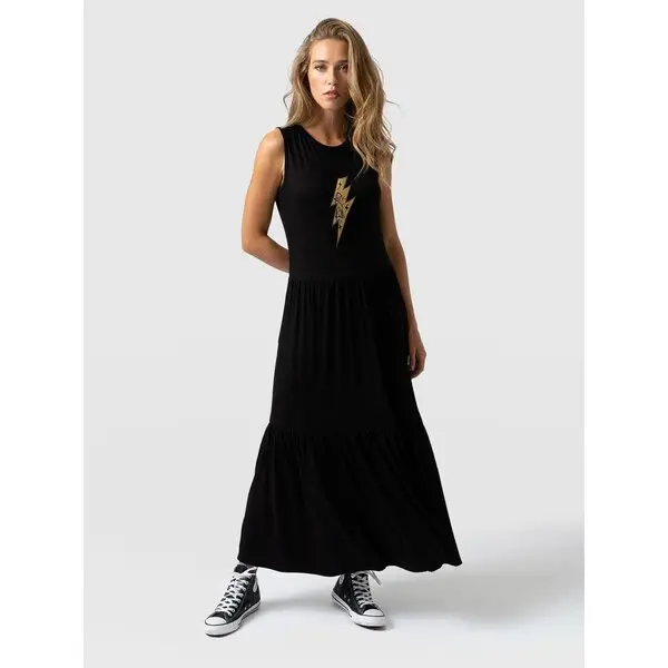 SAINT + SOFIA Tiered Sleeveless Maxi Dress