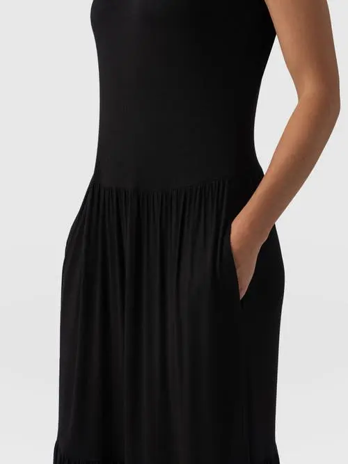 SAINT + SOFIA Tiered Sleeveless Maxi Dress - Jersey Black