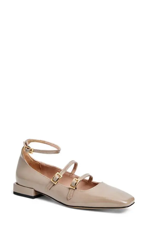 Bruno Magli Petra Ankle Strap Mary Jane Flat - Taupe Crinkle Patent
