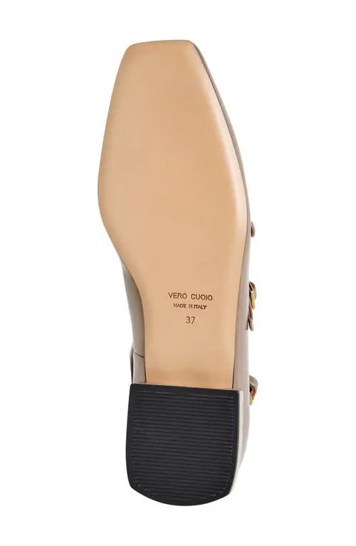 Bruno Magli Petra Ankle Strap Mary Jane Flat - Taupe Crinkle Patent