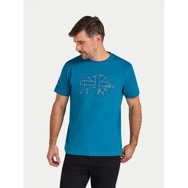 RAGING BULL Stitch Embroidery Bull T-shirt - Teal