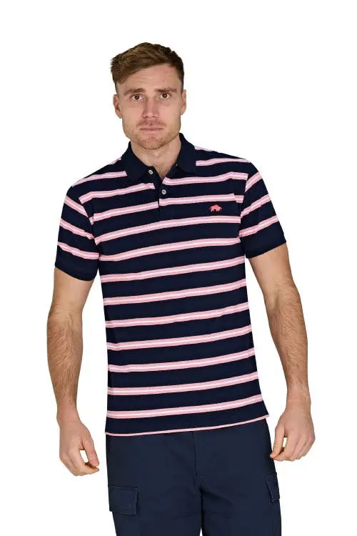 RAGING BULL Trio Stripe Polo - Navy