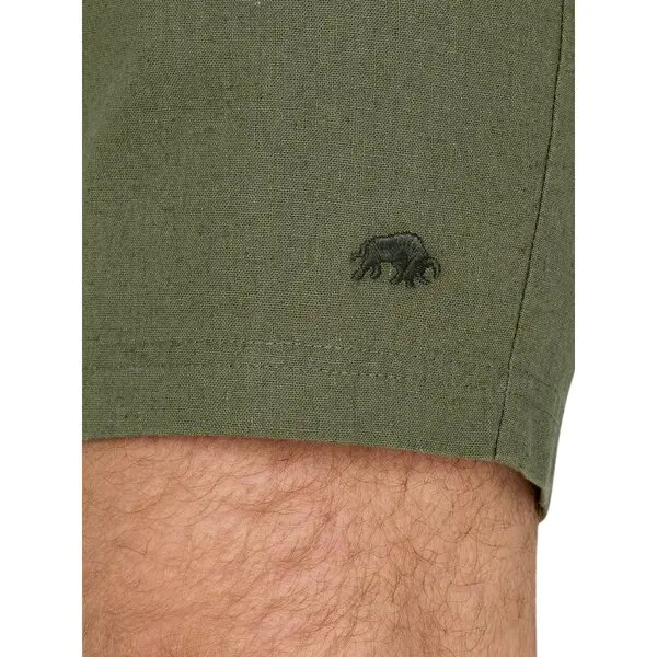 RAGING BULL Stretch Waist Linen Short - Olive