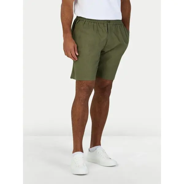 RAGING BULL Stretch Waist Linen Short - Olive