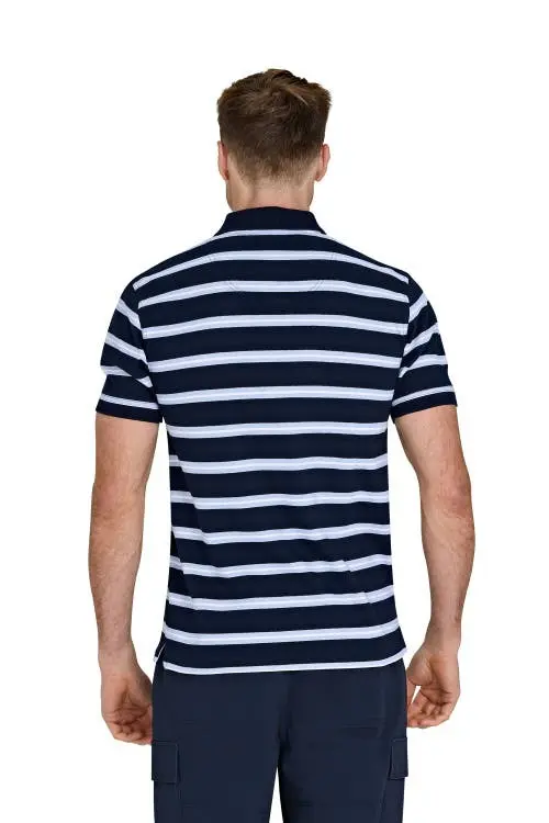RAGING BULL Triple Stripe Birdseye Polo - Navy