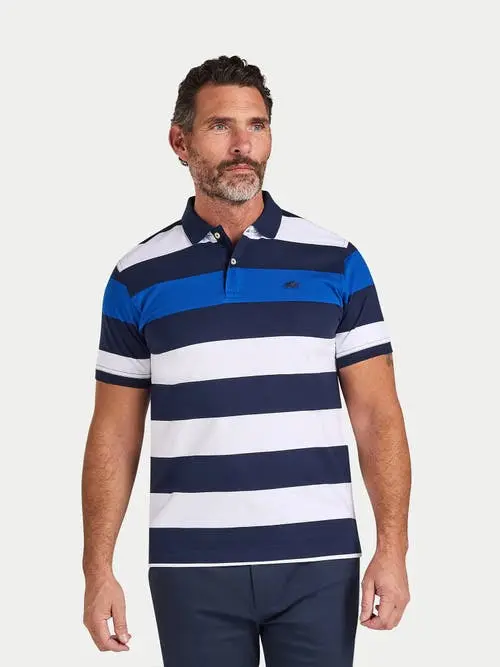 RAGING BULL Jersey Contrast Panel Polo - Navy