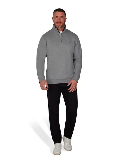 RAGING BULL Quarter Zip Sweatshirt - Grey Marl