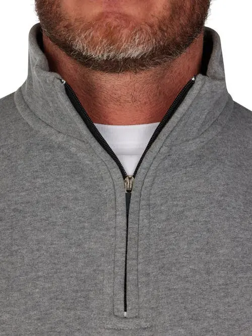 RAGING BULL Quarter Zip Sweatshirt - Grey Marl
