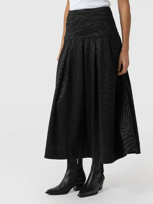 SAINT + SOFIA Everly Pleated Midi Skirt - Black Zebra