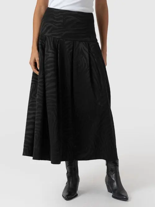 SAINT + SOFIA Everly Pleated Midi Skirt - Black Zebra