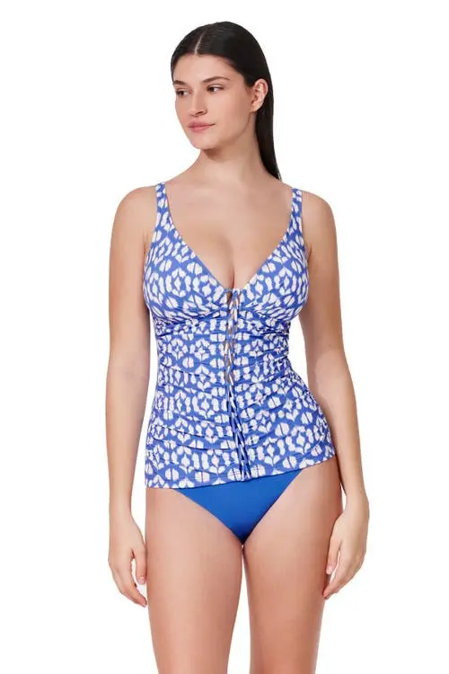 GOTTEX Braided V-neck D-cup Tankini Top - Blue