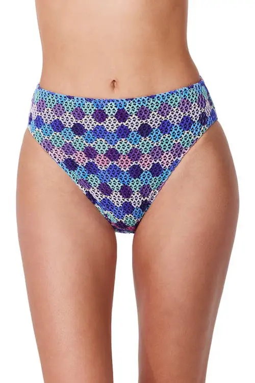 GOTTEX Retro Riviera High Waist Crochet Bikini Bottom - Blue-multi