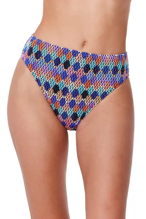 GOTTEX Retro Riviera High Waist Crochet Bikini Bottom - Multi
