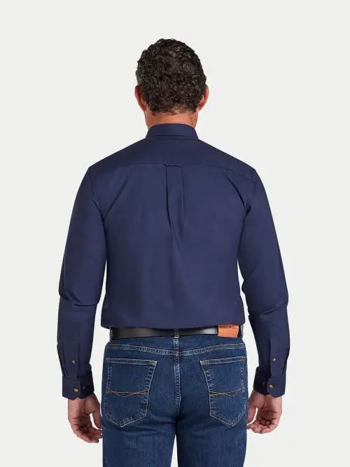 RAGING BULL Long Sleeve Oxford Shirt - Navy