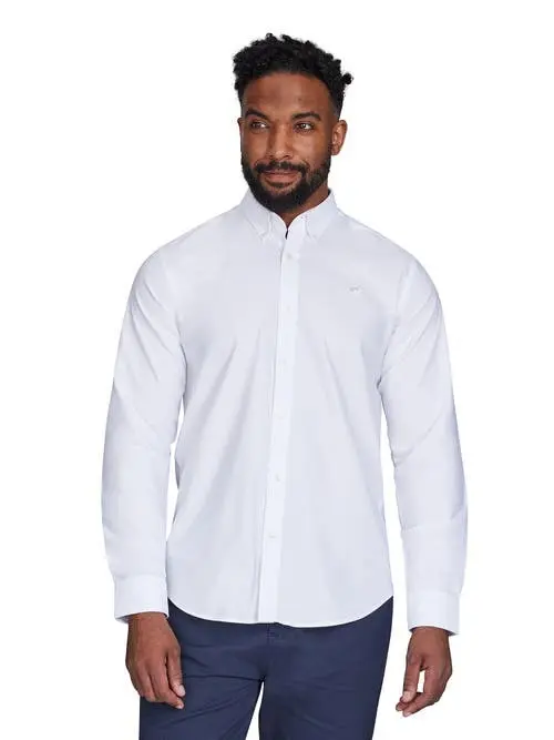 RAGING BULL Long Sleeve Oxford Shirt - White