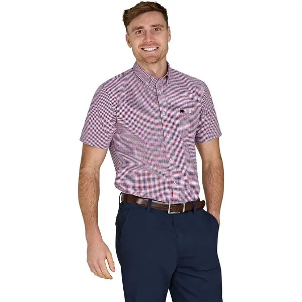 RAGING BULL Short Sleeve Graph Check Poplin Shirt
