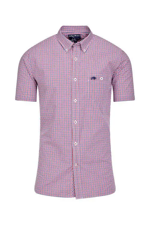 RAGING BULL Short Sleeve Graph Check Poplin Shirt
