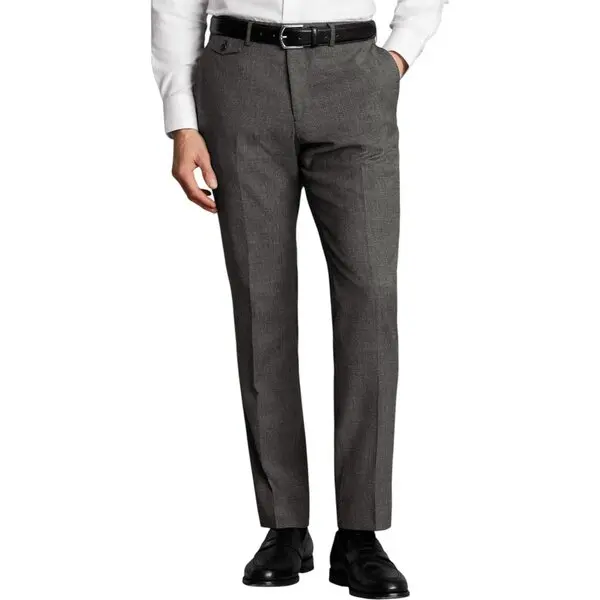 CHARLES TYRWHITT Slim Fit Stretch Wool Trousers - Dark Grey