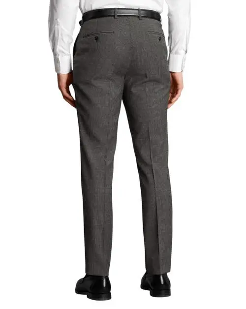 CHARLES TYRWHITT Slim Fit Stretch Wool Trousers - Dark Grey