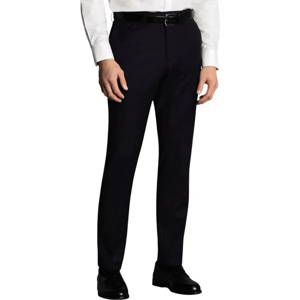 CHARLES TYRWHITT Slim Fit Stretch Wool Trousers - Navy