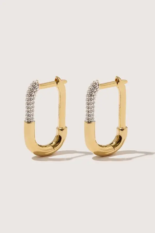 OTIUMBERG 14kt Gold Vermeil Pavé Staple Hoop Earrings - Yellow Toned Gold