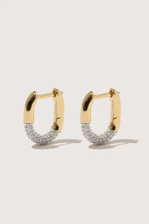 OTIUMBERG 14kt Gold Vermeil Demi-pavé Staple Hoop Earrings - Yellow Toned Gold