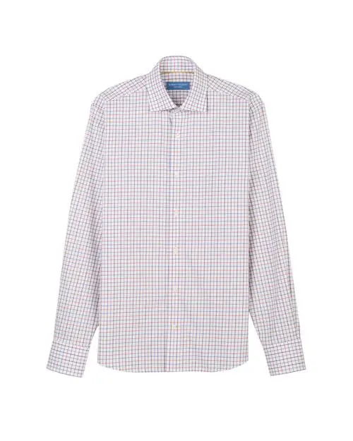 Robert Talbott Reynolds Ultra Light Weight Brushed Tattersall Shirt - Red Multi