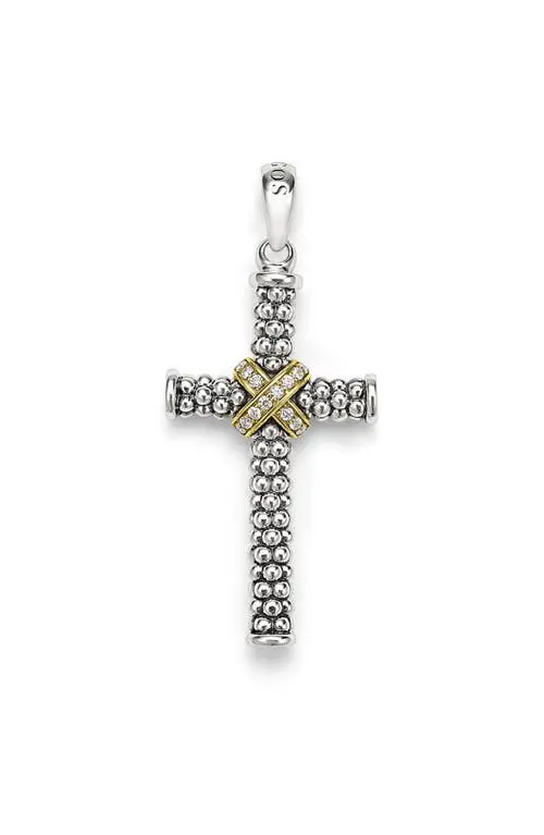 Lagos Diamond Cross Pendant In Sterling And 18k Gold - Silver