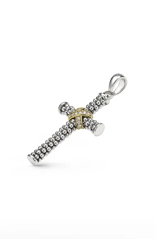 Lagos Diamond Cross Pendant In Sterling And 18k Gold