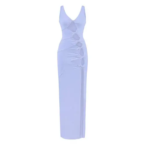 JENDUE Elegant Cut-out Maxi Gown - Ice Blue