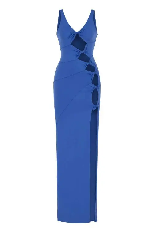 JENDUE Elegant Cut-out Maxi Gown - Jakaranda