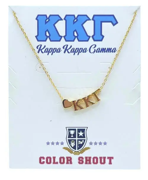 COLOR SHOUT Kappa Kappa Gamma Sorority Heart Necklace - Yellow Gold