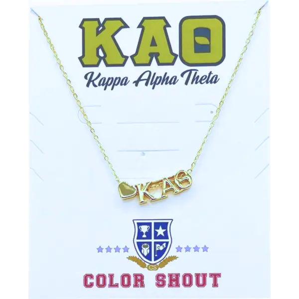 COLOR SHOUT Kappa Alpha Theta Sorority Heart Necklace - Yellow Gold