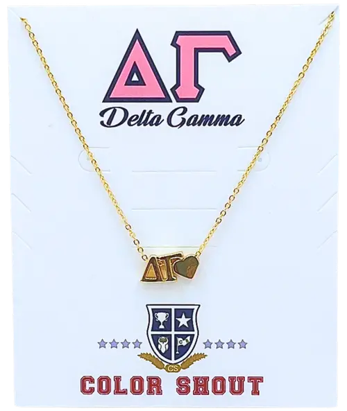 COLOR SHOUT Delta Gamma Sorority Heart Necklace - Yellow Gold