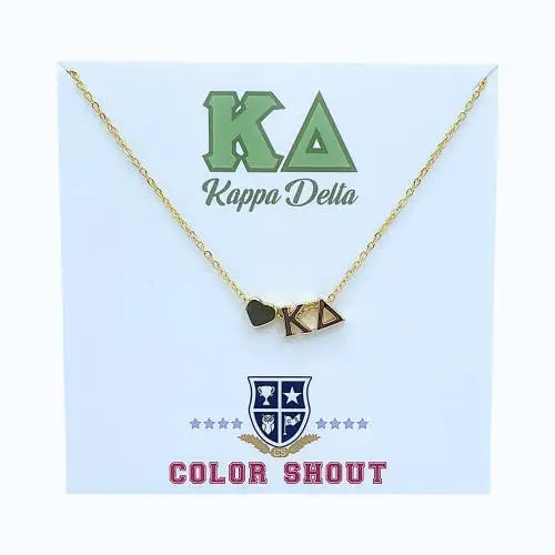 COLOR SHOUT Kappa Delta Sorority Heart Necklace - Yellow Gold