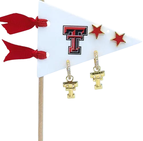 COLOR SHOUT Texas Tech Pennant Earring Set - Yellow Gold