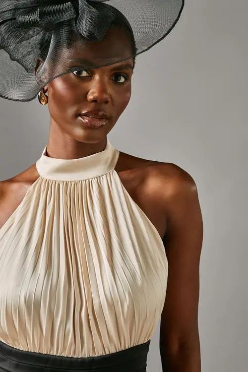 Coast Halter Neck Pleated Bodice Wide Leg Jumpsuit