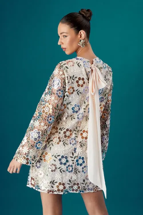 Coast Muse Embellished Flare Sleeve Mini Dress