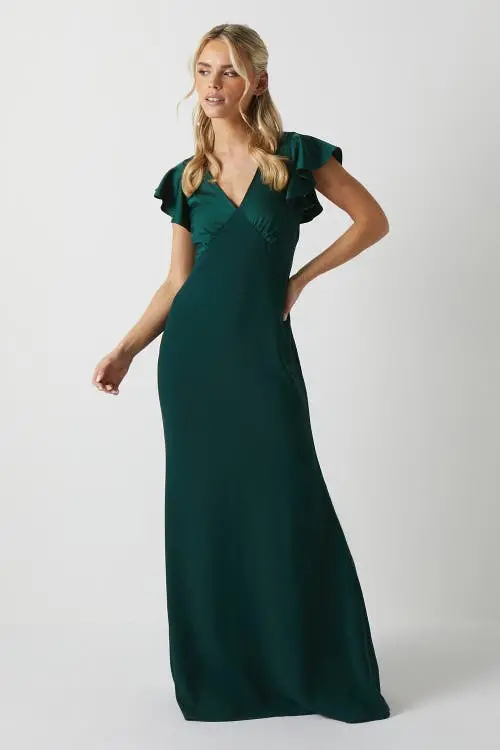 Coast Petite V-neck Short Sleeve Maxi Dress - Emerald