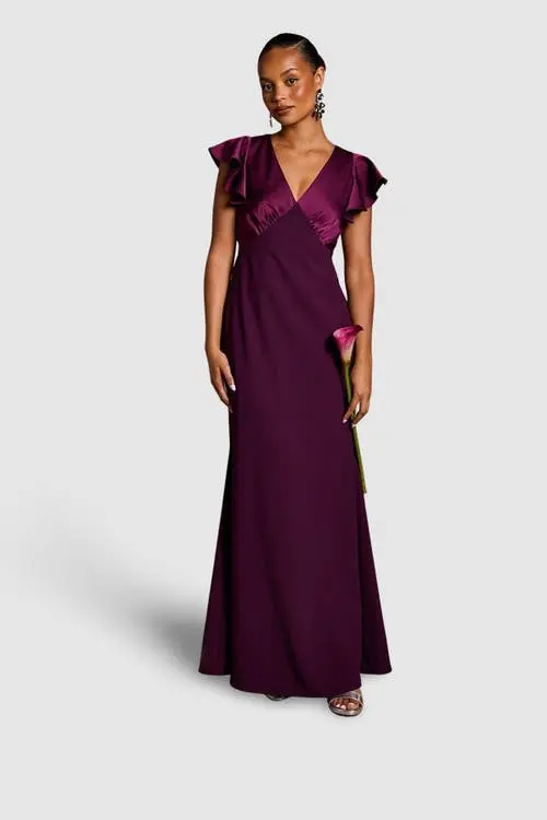 Coast Petite V-neck Short Sleeve Maxi Dress - Fig