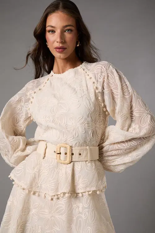 Coast Long Sleeve Tiered Skirt Belted Mini Dress