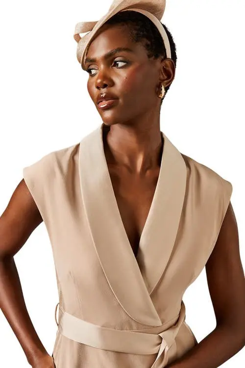 Coast Tux Satin Midi Dress - Champagne
