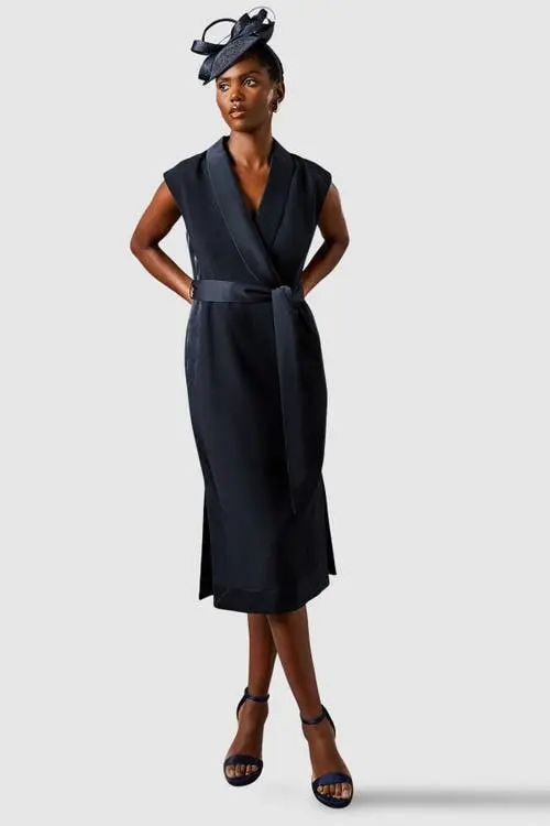 Coast Tux Satin Midi Dress - Navy