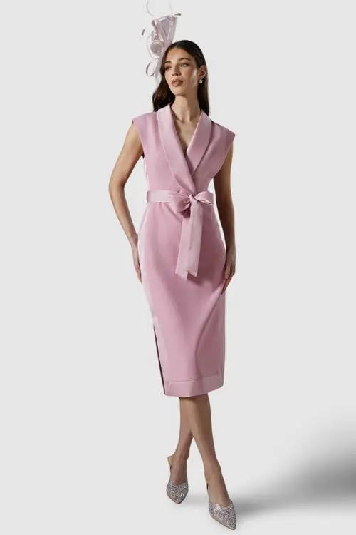 Coast Tux Satin Midi Dress - Pink